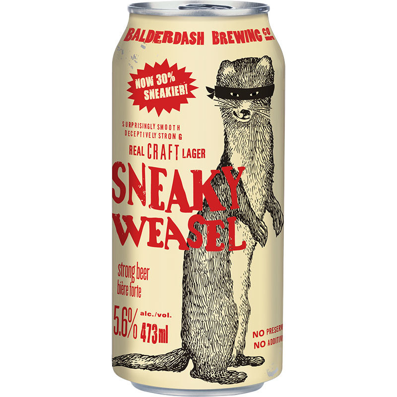 BALDERDASH BREWING - SNEAKY WEASEL CRAFT LAGER TALL CAN Canadian ...