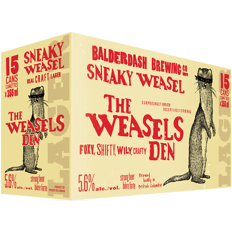 BALDERDASH BREWING - SNEAKY WEASEL CRAFT LAGER Canadian Domestic Beer