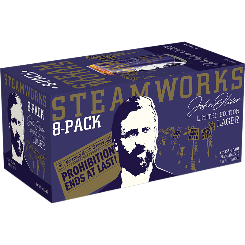 STEAMWORKS - JOHN OLIVER LAGER CAN Canadian Domestic Beer