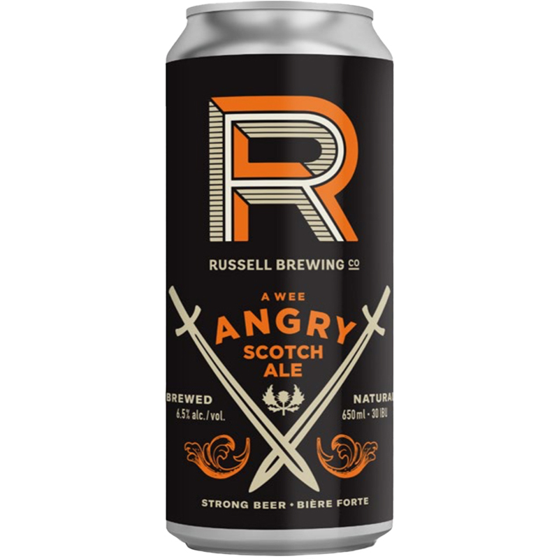 RUSSELL BREWING - ANGRY SCOTCH ALE TALL CAN SINGLE Canadian Domestic Beer